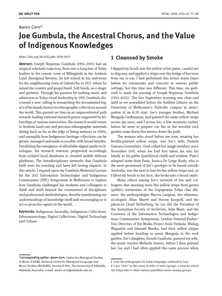 Joe Gumbula, The Ancestral Cho | PDF | Indigenous Australians