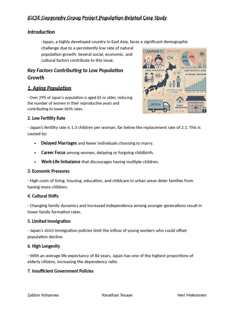Geography Japan Case Study | PDF | Cost Of Living | Total Fertility Rate