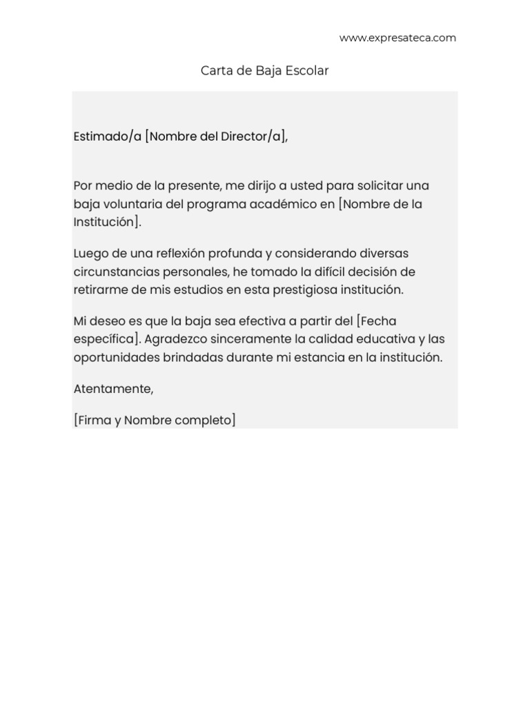 Carta de Baja Escolar | PDF