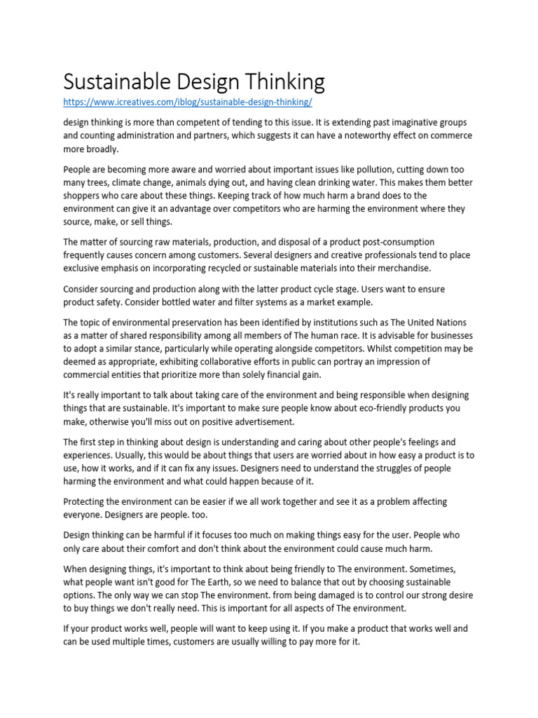 Sustainable Design Thinking Essentials | PDF | Sustainable Design | Sustainability