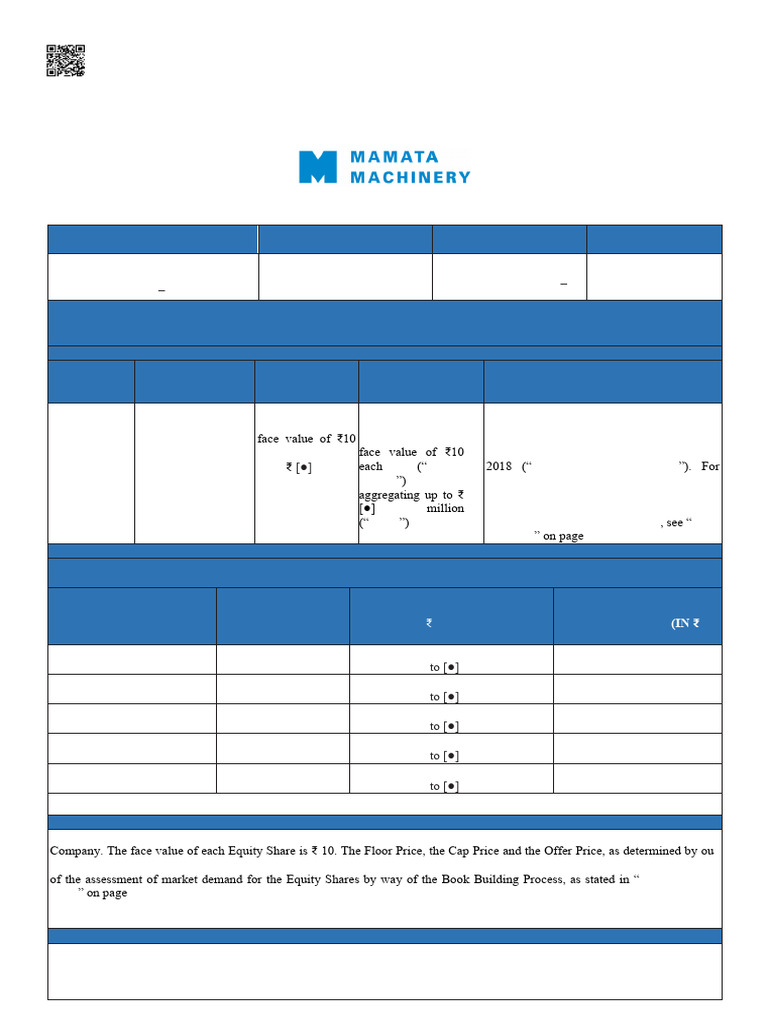 Mamata Machinery Limited RHP | PDF | Financial Statement | Stocks