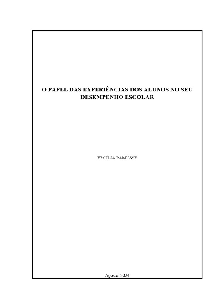 ERCÍLIA PAMUSSE - Mini-Monografia | PDF | Aprendizado | Família