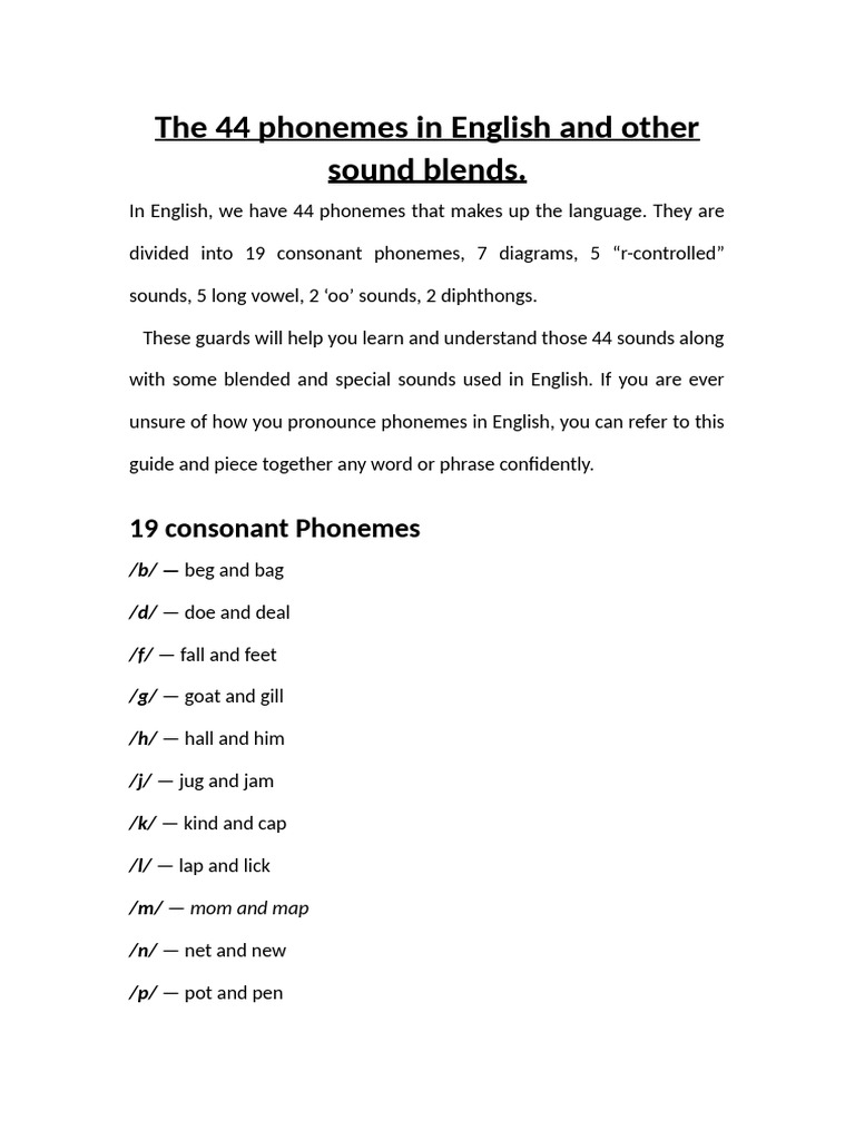 Understanding English Phonemes | PDF | Consonant | Phoneme