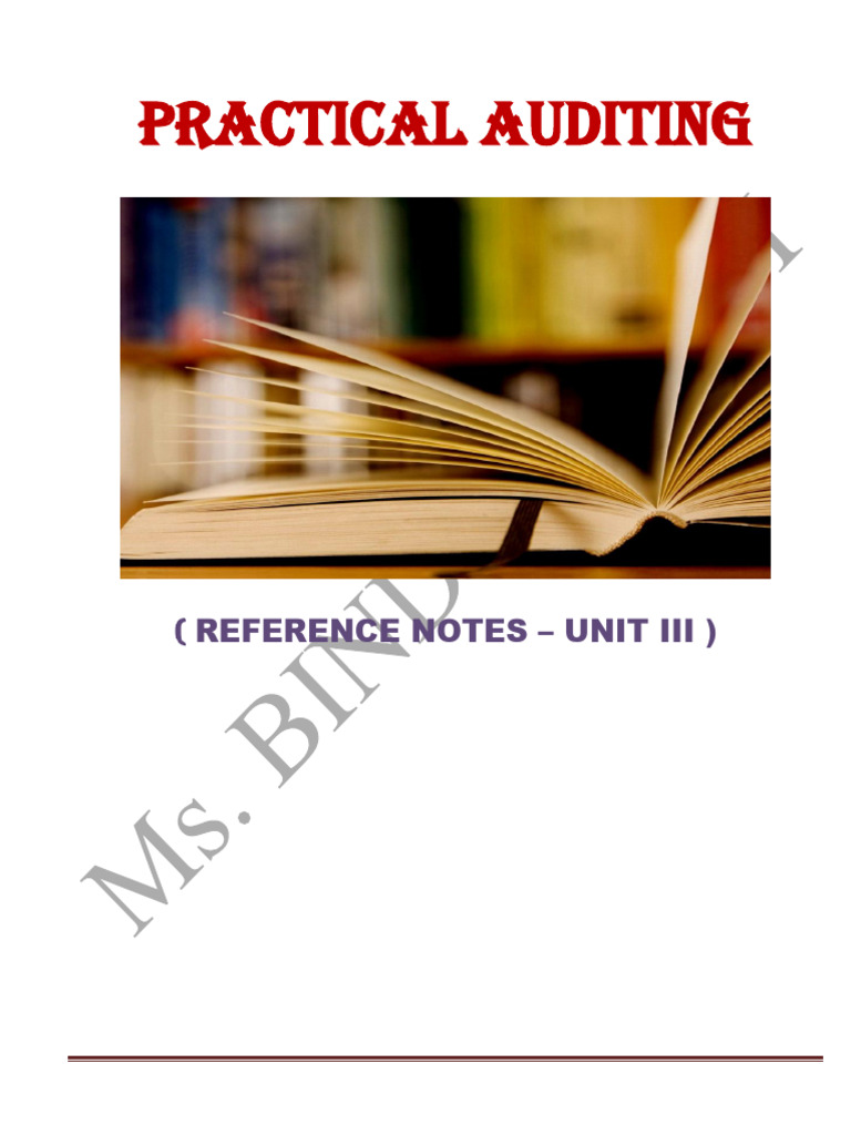 Practical Auditing - UNIT 3 - E-Content | PDF | Audit | Financial Statement