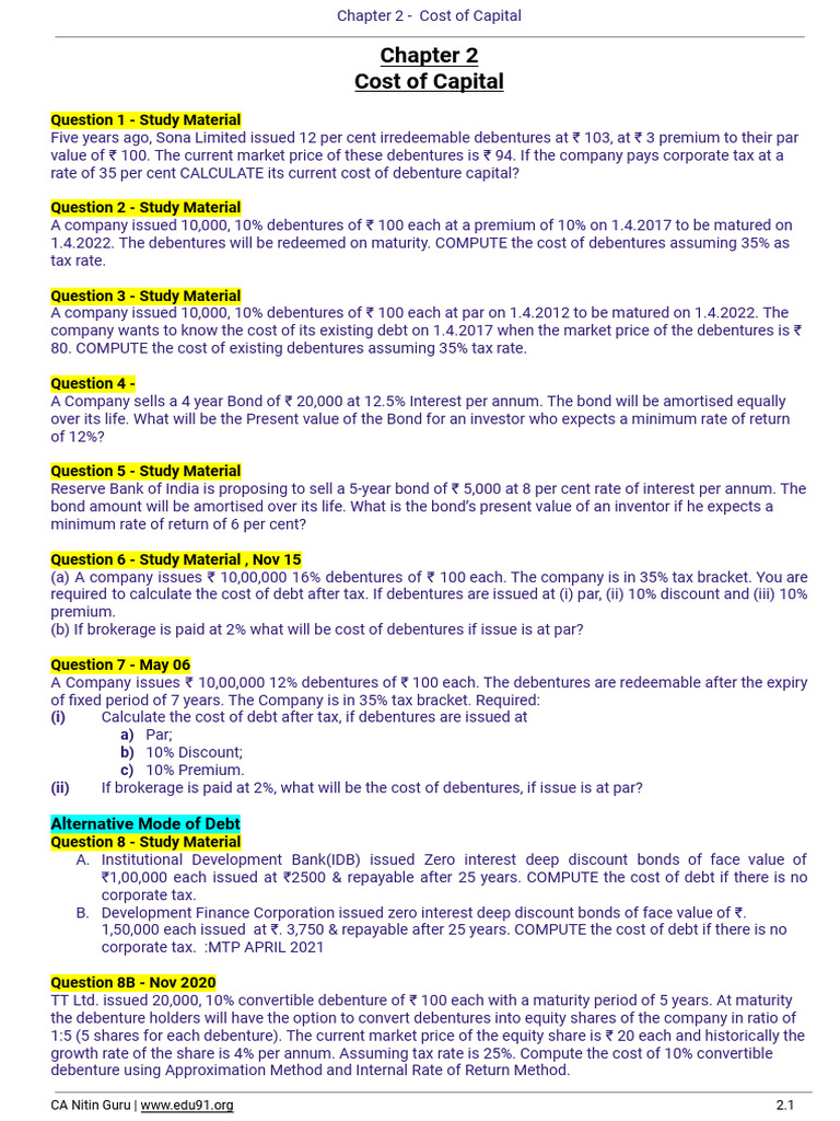 02 Cost of Capital | PDF | Cost Of Capital | Capital Structure