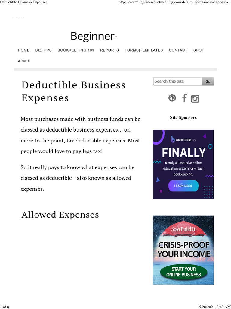 Tax-Deductible Business Expenses Guide | PDF | Expense | Depreciation