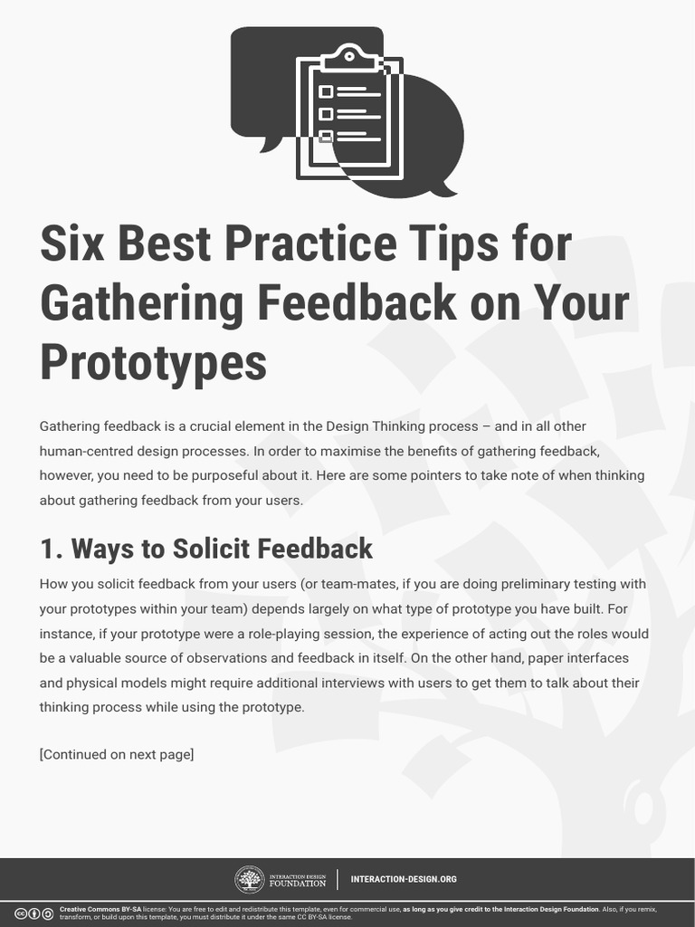 Prototype Feedback Best Practices | PDF | Prototype | Usability