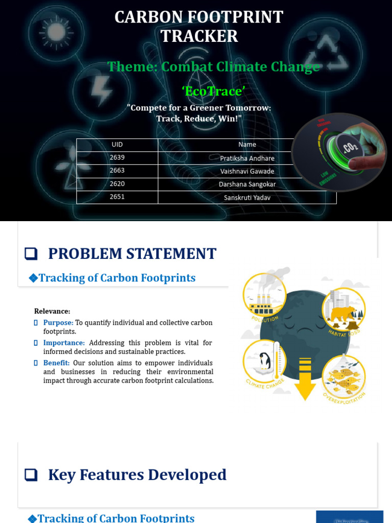 EcoTrace: Carbon Footprint Tracker App | PDF | Sustainability | Mobile App