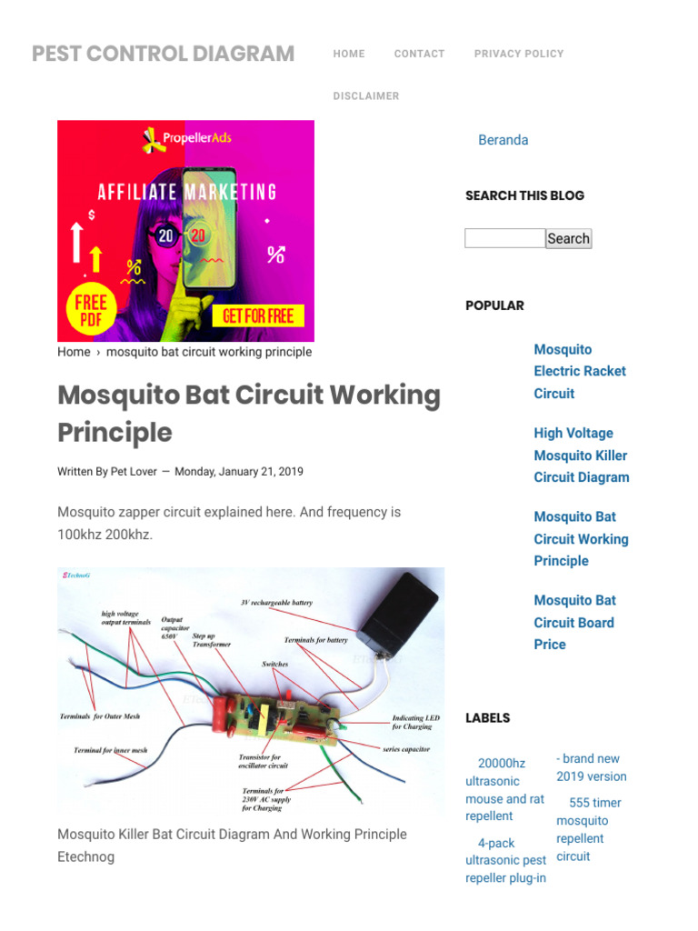 Mosquito Bat Circuit Working Principle - Pest Control Diagram | PDF ...