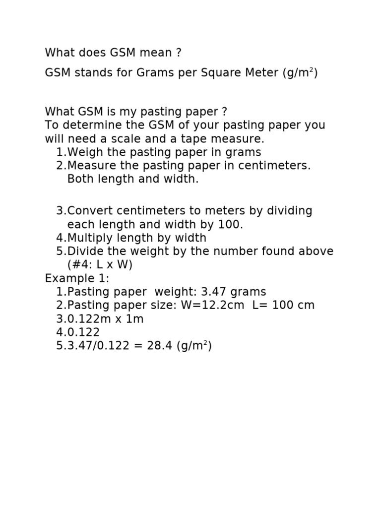 How to Calculate GSM of Pasting Paper | PDF