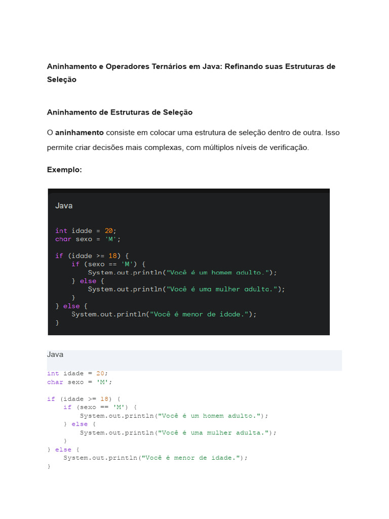 4-Aninhamento e Operadores Ternários Em Java_ Refinando Suas Estruturas ...