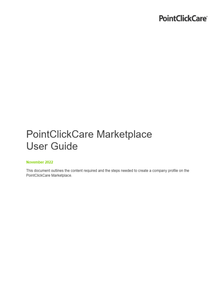 PointClickCare - Marketplace Listing Creation User Guide | PDF | Login ...