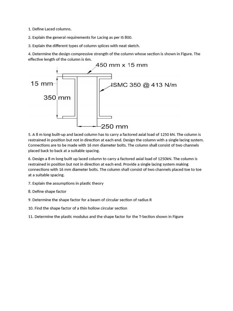 DSS questions(1) | PDF | Column | Truss