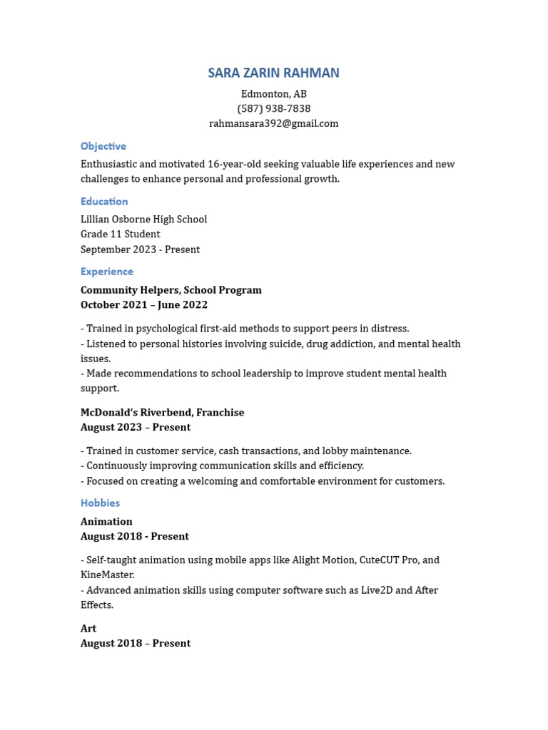 Sara Rahman Resume Updated | PDF