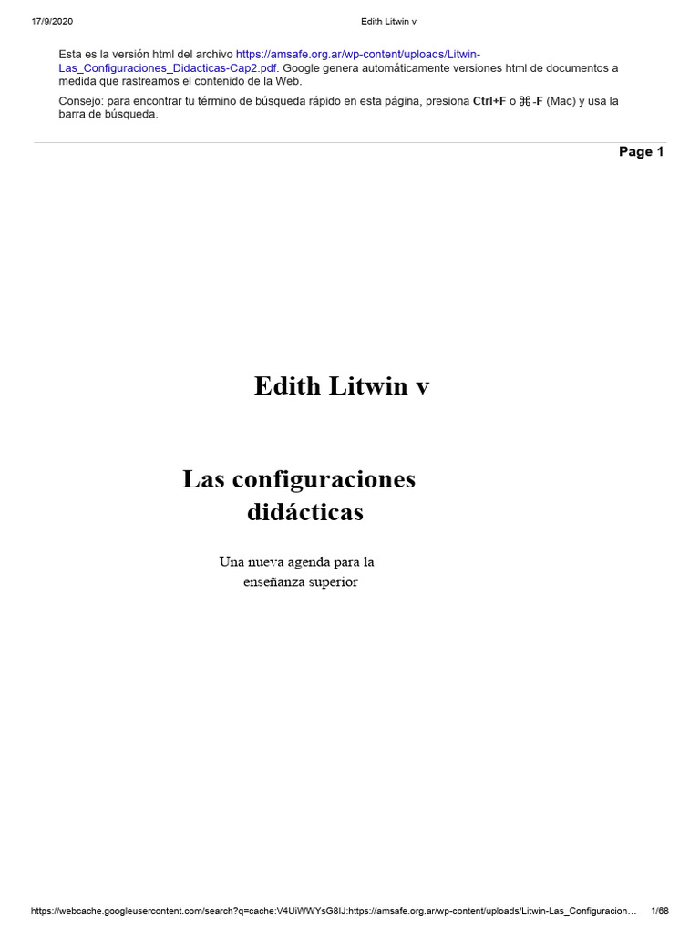 Las Configuraciones Didácticas Cap.2 - Edith Litwin | PDF | Plan de estudios | Enseñando