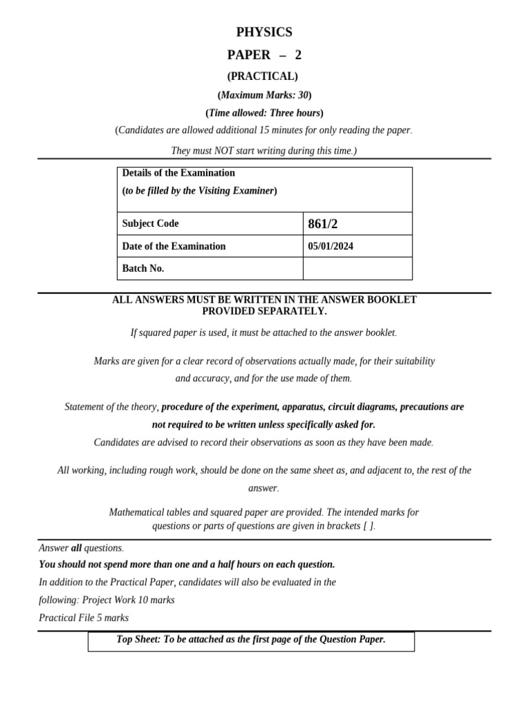 XII Practical QP_2023-24 PHYSICS | PDF | Significant Figures | Electrical Resistance And Conductance