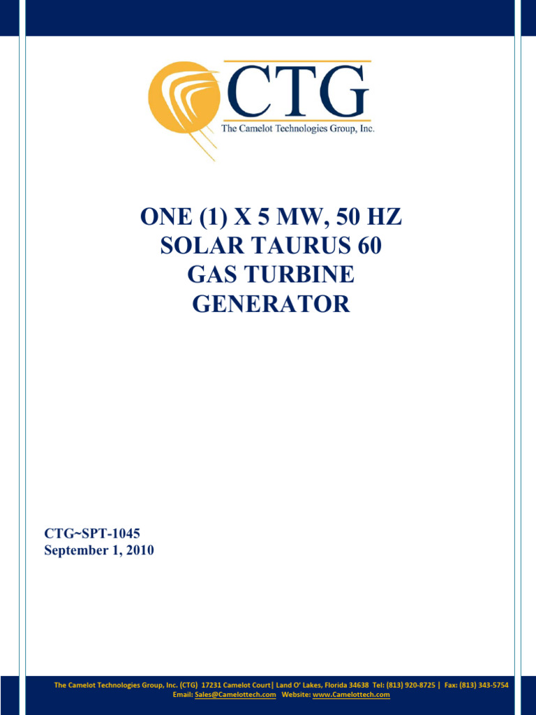 5MW Solar Taurus 60 Gas Turbine Sale | PDF