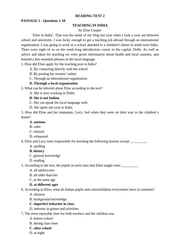 READING 2 - Answer | PDF | Polynesia | Natural Environment