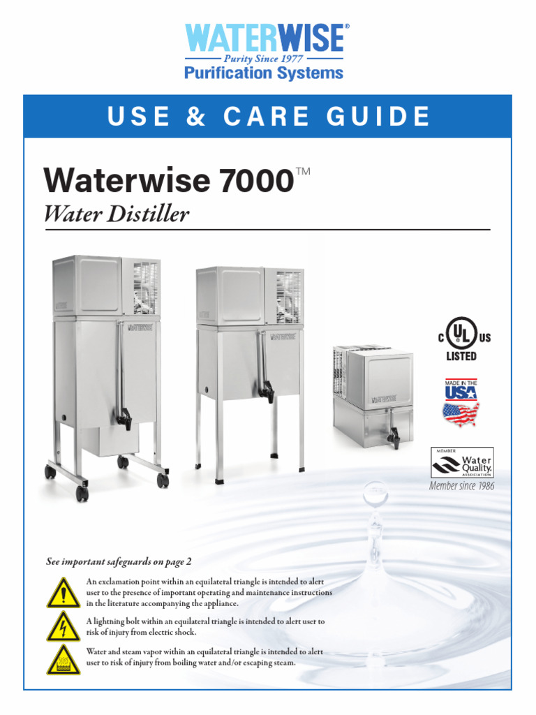 Waterwise 7000™ Water Distiller | PDF | Pipe (Fluid Conveyance) | Valve