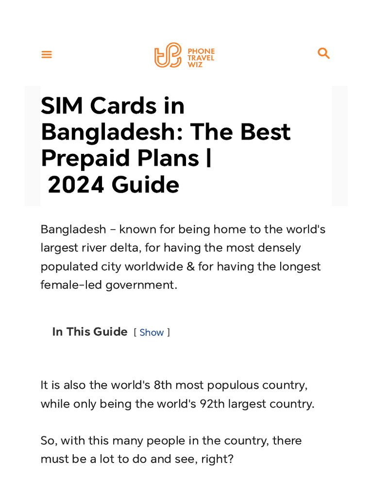 SIM Cards in Bangladesh_ the Best Prepaid Plans _ 2024 Guide – P | PDF ...