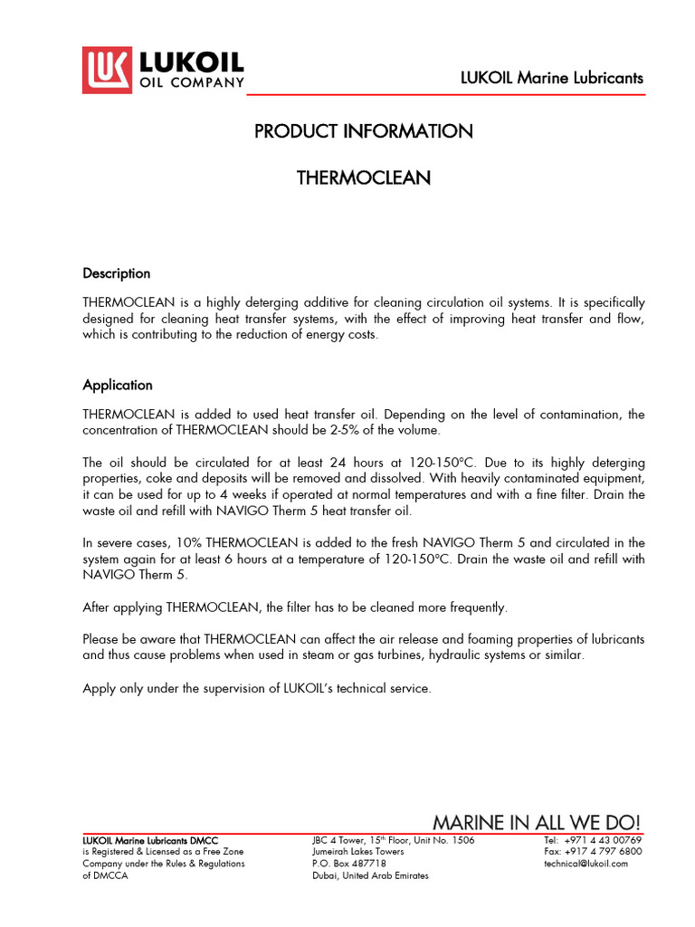 TDS_THERMOCLEAN_EN | PDF | Lubricant | Heat Transfer