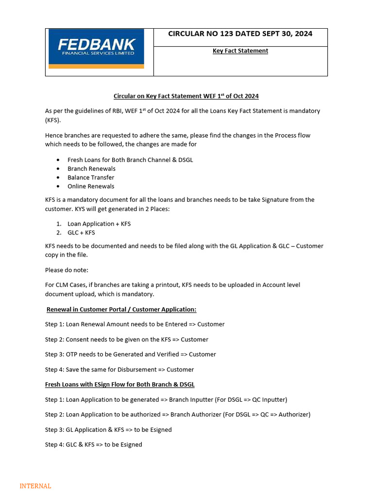 Circular - Key Facts Statement | PDF | Security Technology | Signature