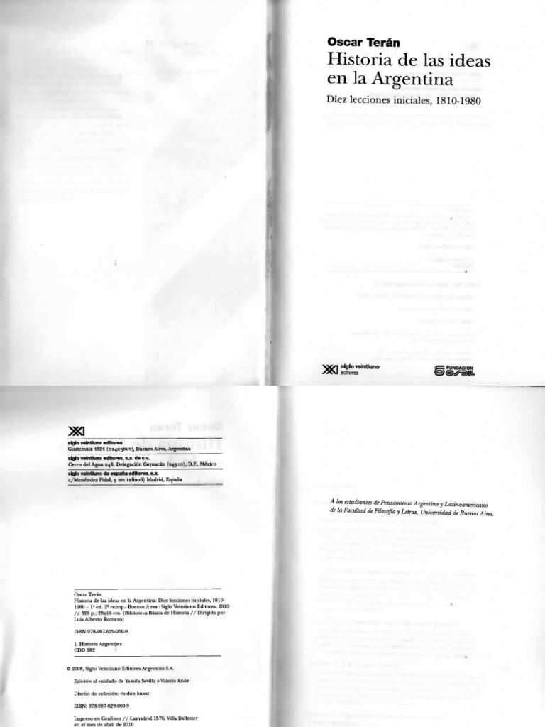 Historia de Las Ideas en La Argentina Os | PDF