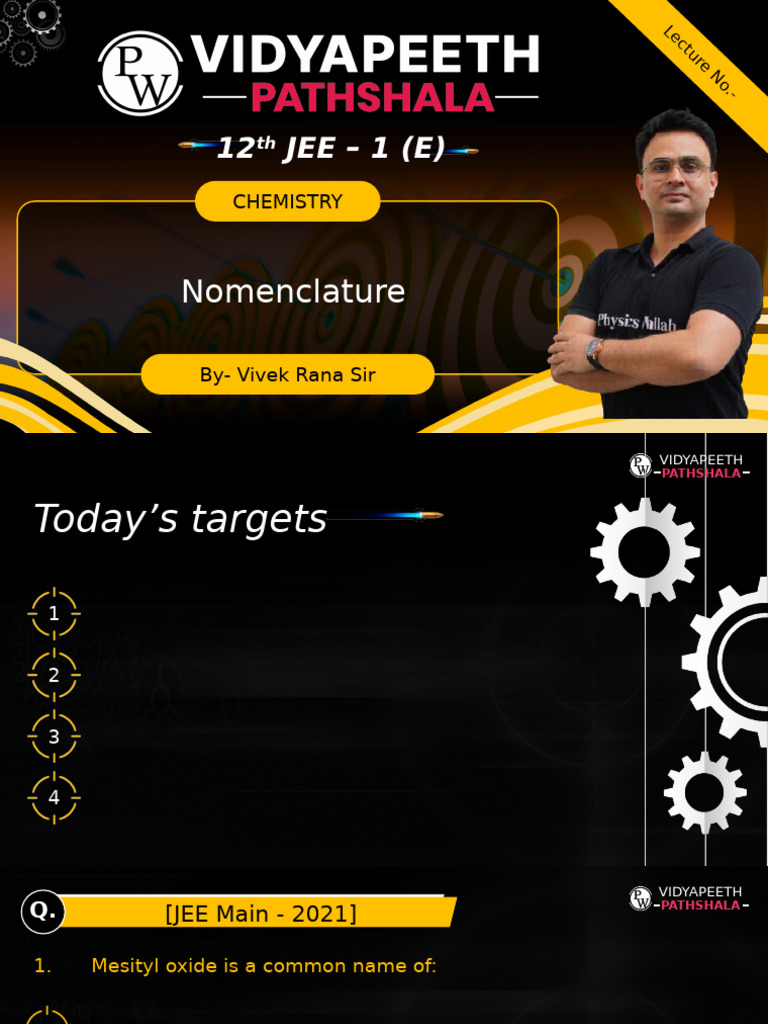 PPT-Lect Nomenclature PYQ's by Vivek Rana Sir Uddhav | PDF | Physical Sciences | Chemistry