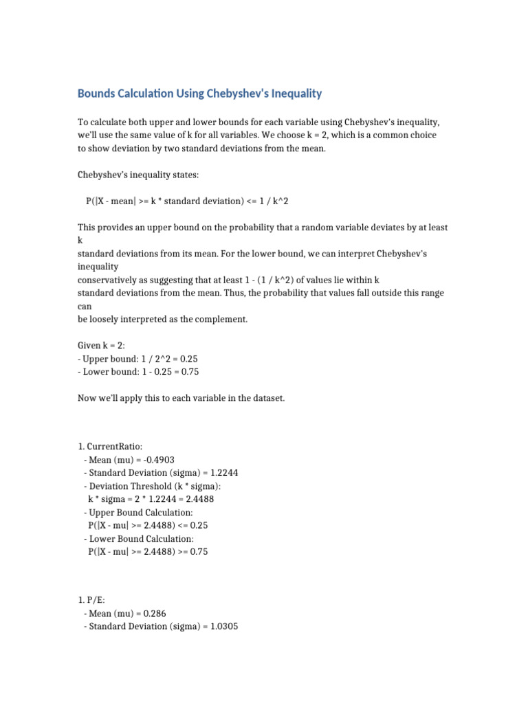 Chebyshev_Bounds_Calculation_Simplified | PDF | Standard Deviation ...