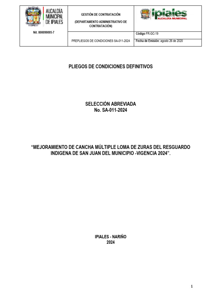 PROYECTO DE PLIEGOS | PDF | Presupuesto