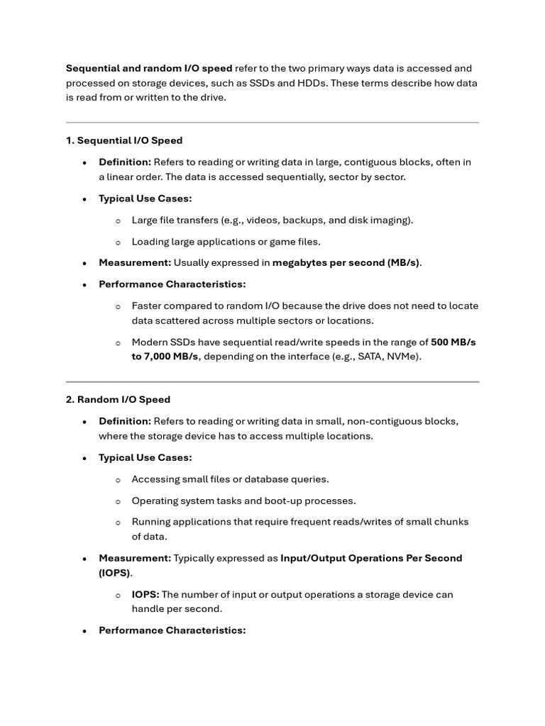 Sequential and Random IOPs | PDF | Solid State Drive | Hard Disk Drive