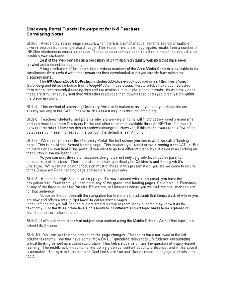 Discovery Portal Tutorial Power Point For K-5 Teachers | PDF | E Books ...