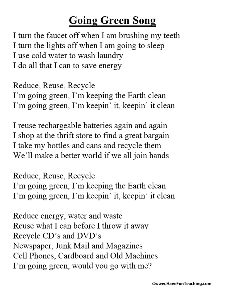 Going Green Song Lyrics | PDF