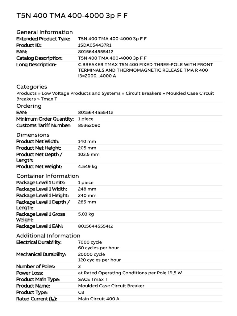Tmax T5 1SDA054437R1 Datasheet | PDF