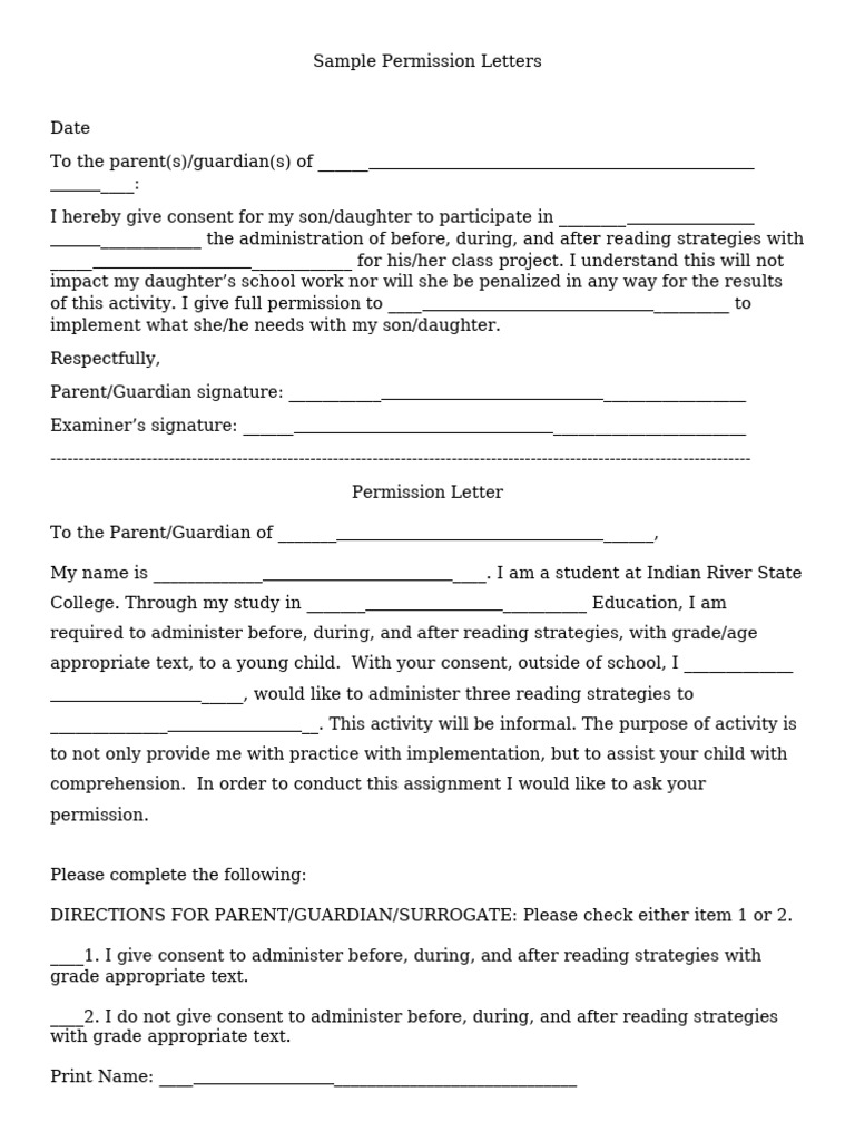 Sample Permission Letters-4348 | PDF