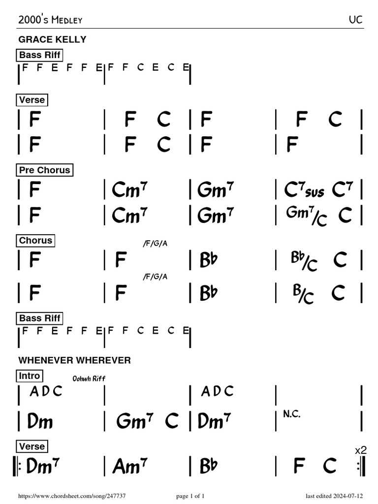 2000 S Medley Uc Chart | PDF | Song Structure | Oral Literature