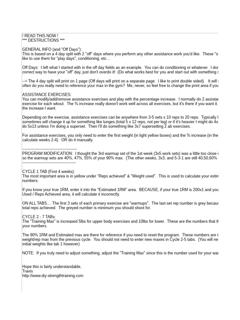 5-3-1 Workout | PDF | Strength Training | Management Of Obesity