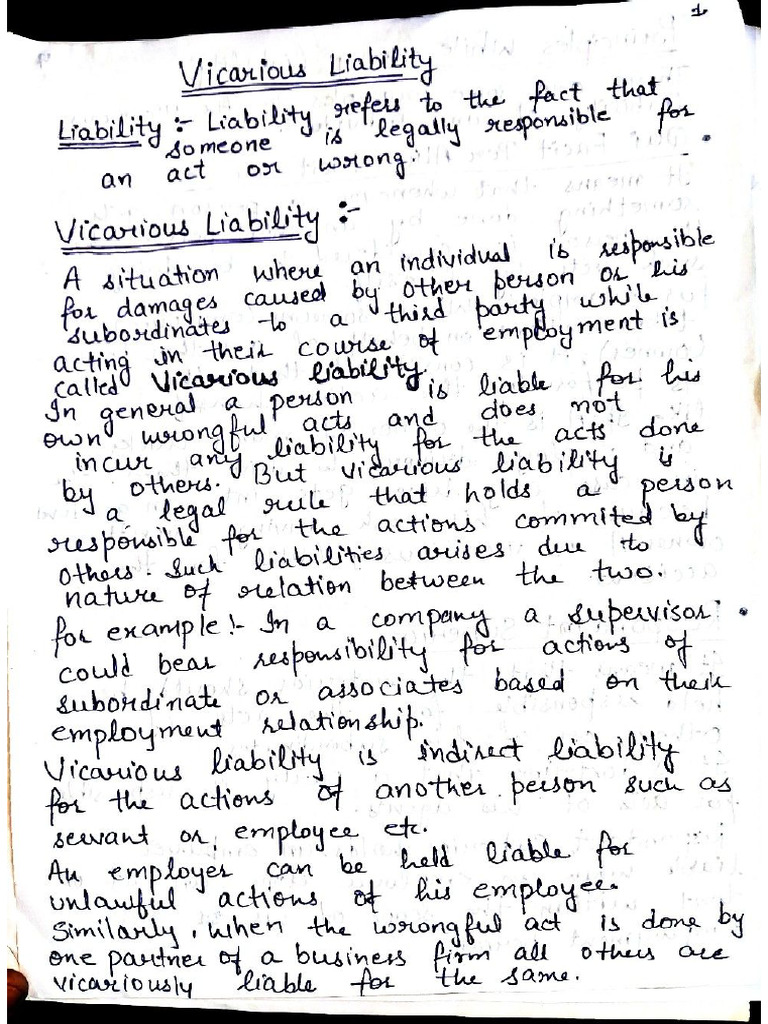 Vicarious Liability | PDF