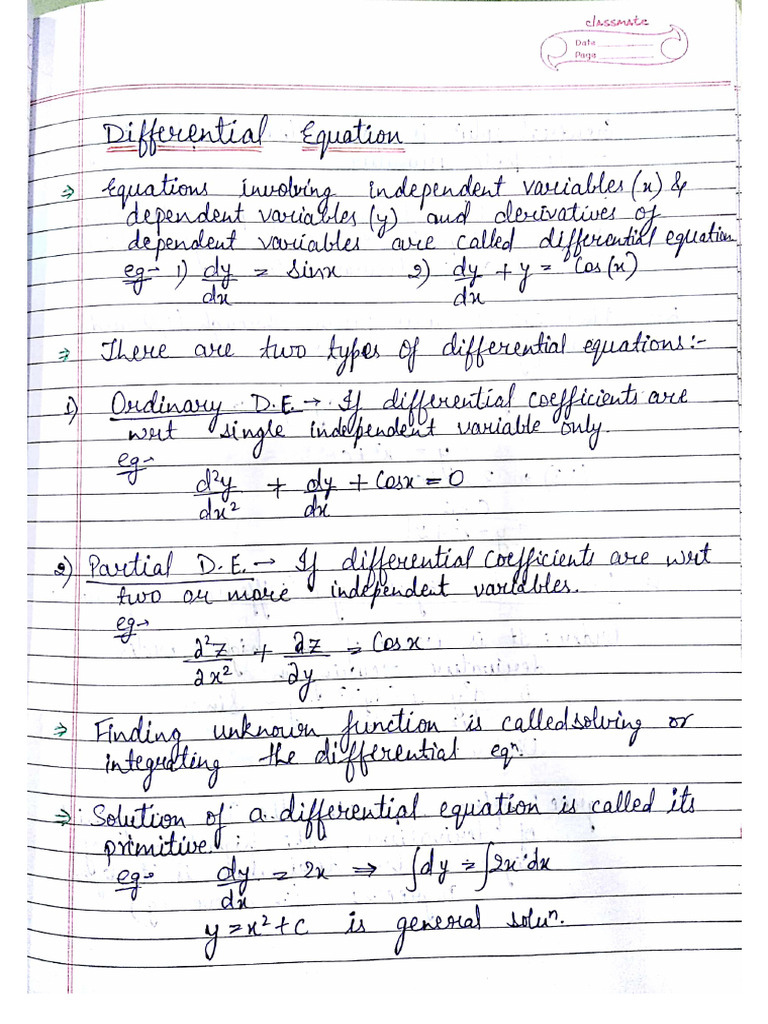 Differential Equations Notes | PDF