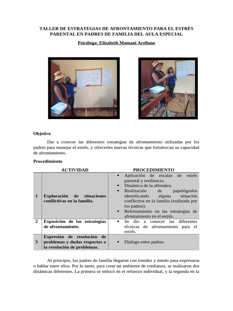 Taller de Estrategias de Afrontamiento para El Estrés Parental en ...