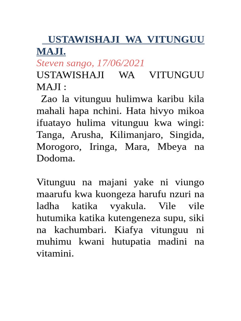 Kilimo Cha Vitunguu | PDF