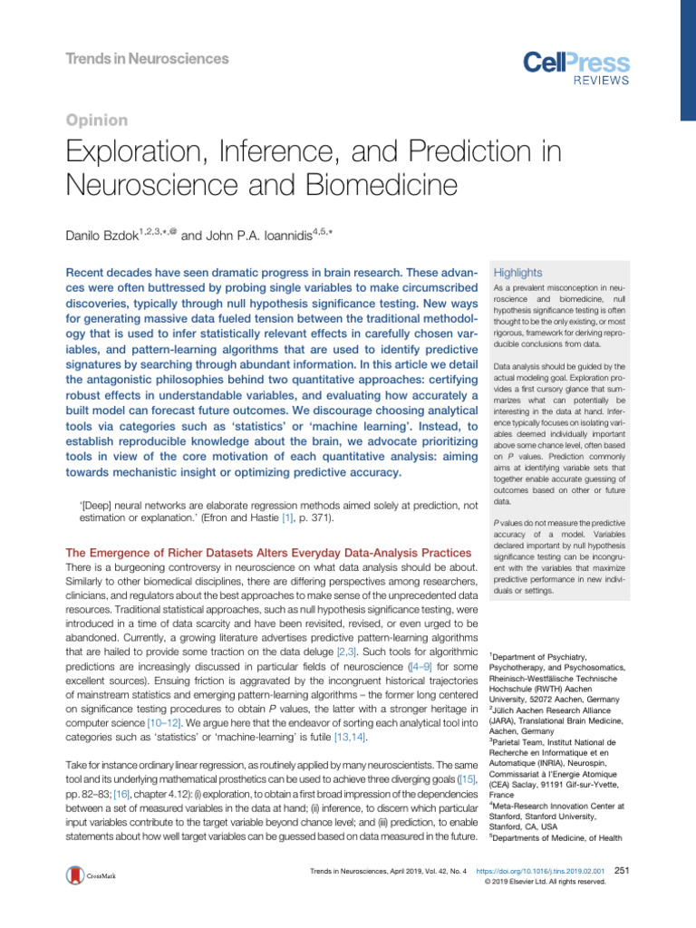 Neuroscience Data Analysis Approaches | PDF | Statistics | Linear ...