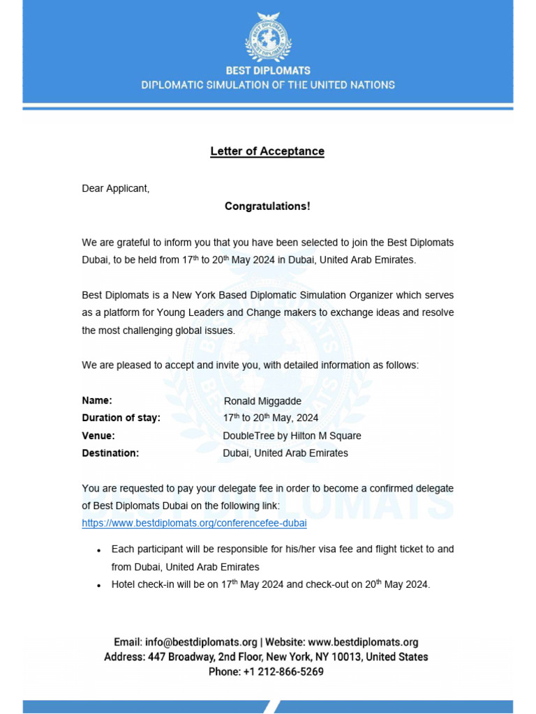 Letter of Acceptance | PDF