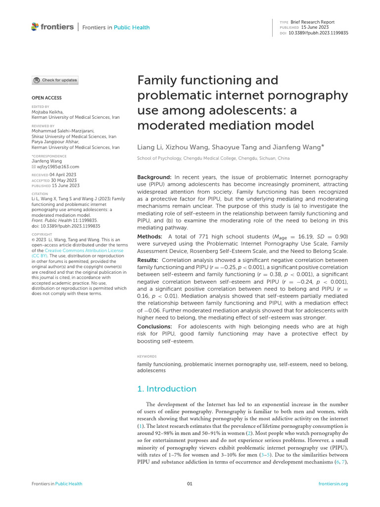 Family Functioning and Problematic Internet Pornog | PDF | Psychology