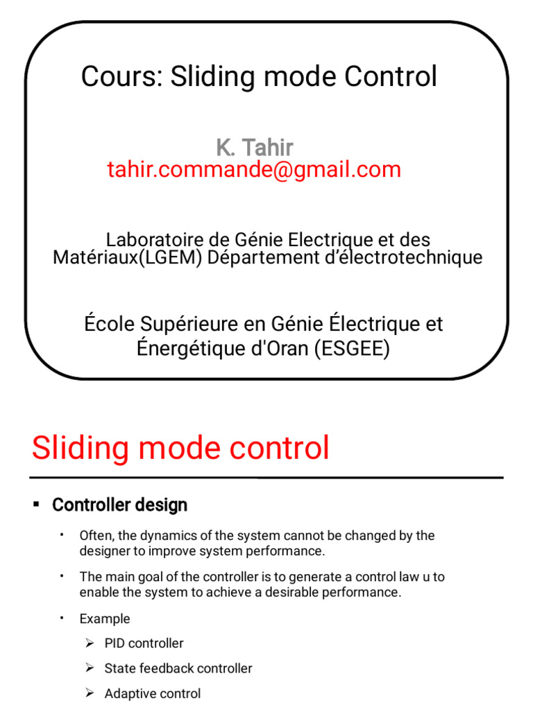 Sliding Mode Control Techniques Explained | PDF | Control Theory ...