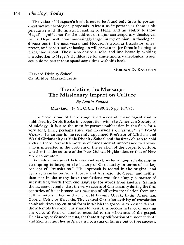 Translating The Message: The Missionary Impact On Culture | PDF ...