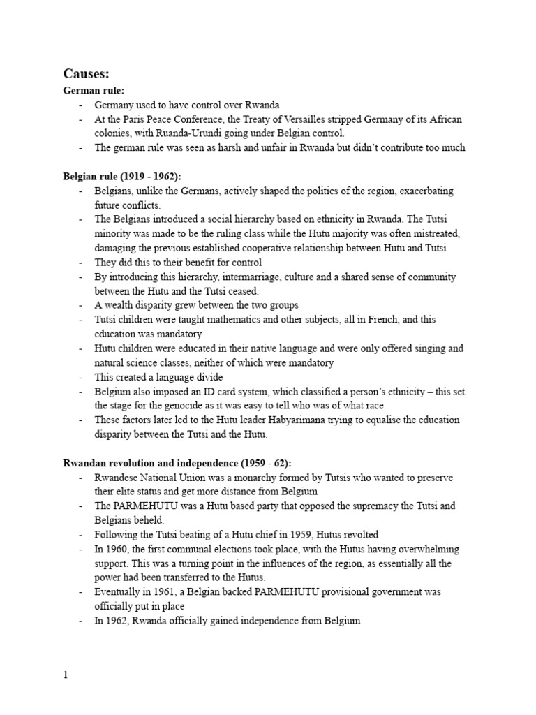 Rwanda notes | PDF | Rwandan Genocide | Hutu
