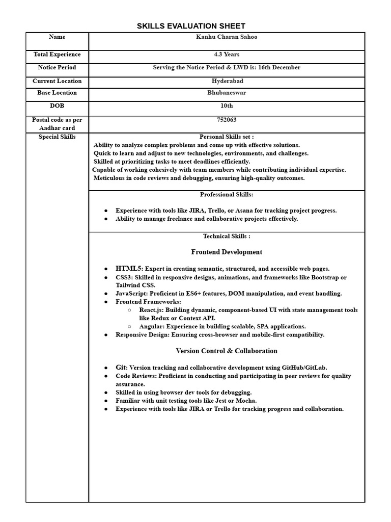 Kanhu Charan Sahoo - Qualcomm | PDF | Java Script | Html5