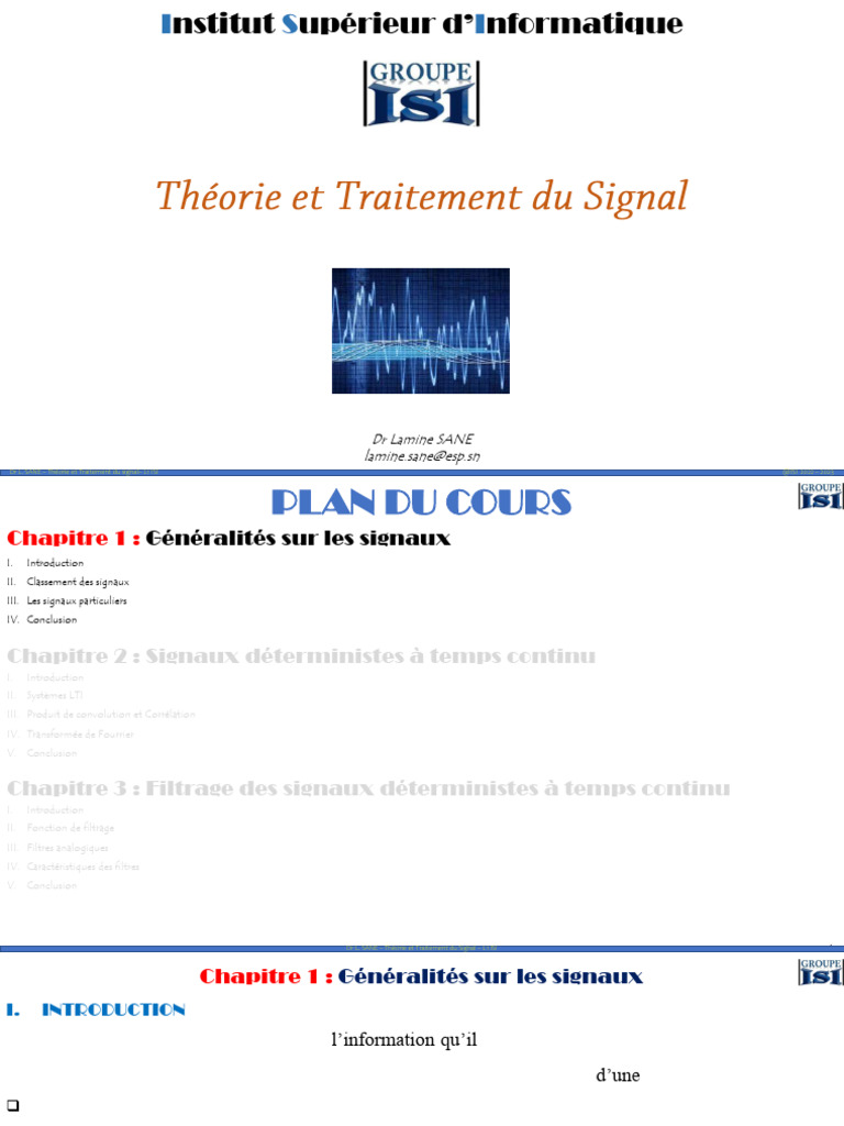 Chap 1 Théorie Et Traitement Du Signal | PDF | Filtre (électronique ...