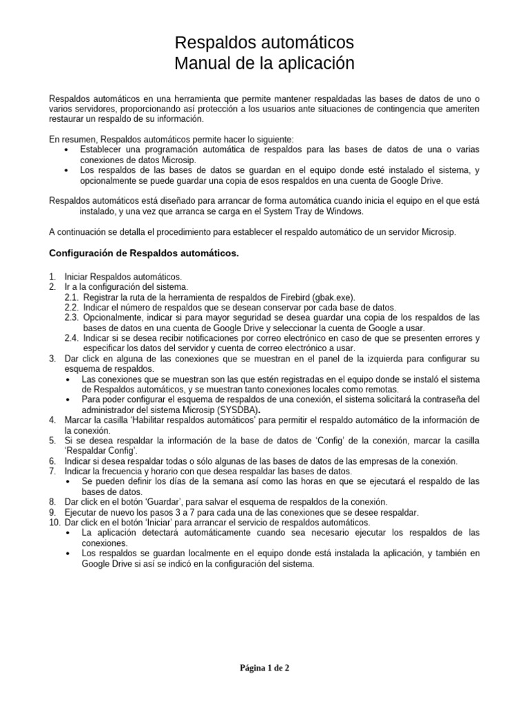 Respaldos Automáticos - Manual | PDF | Archivo de computadora | Botón (Computación)